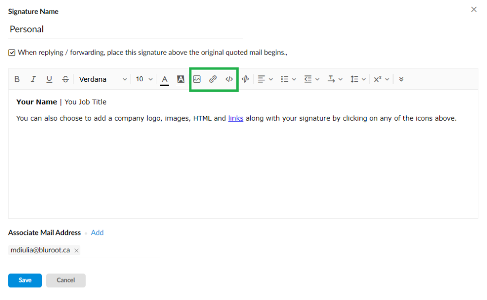 How to Insert Signature in Zoho Mail | Zoho Help | Bluroot