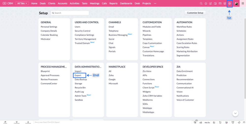 How To Export Data From Zoho Crm Bluroot Step By Step Guide