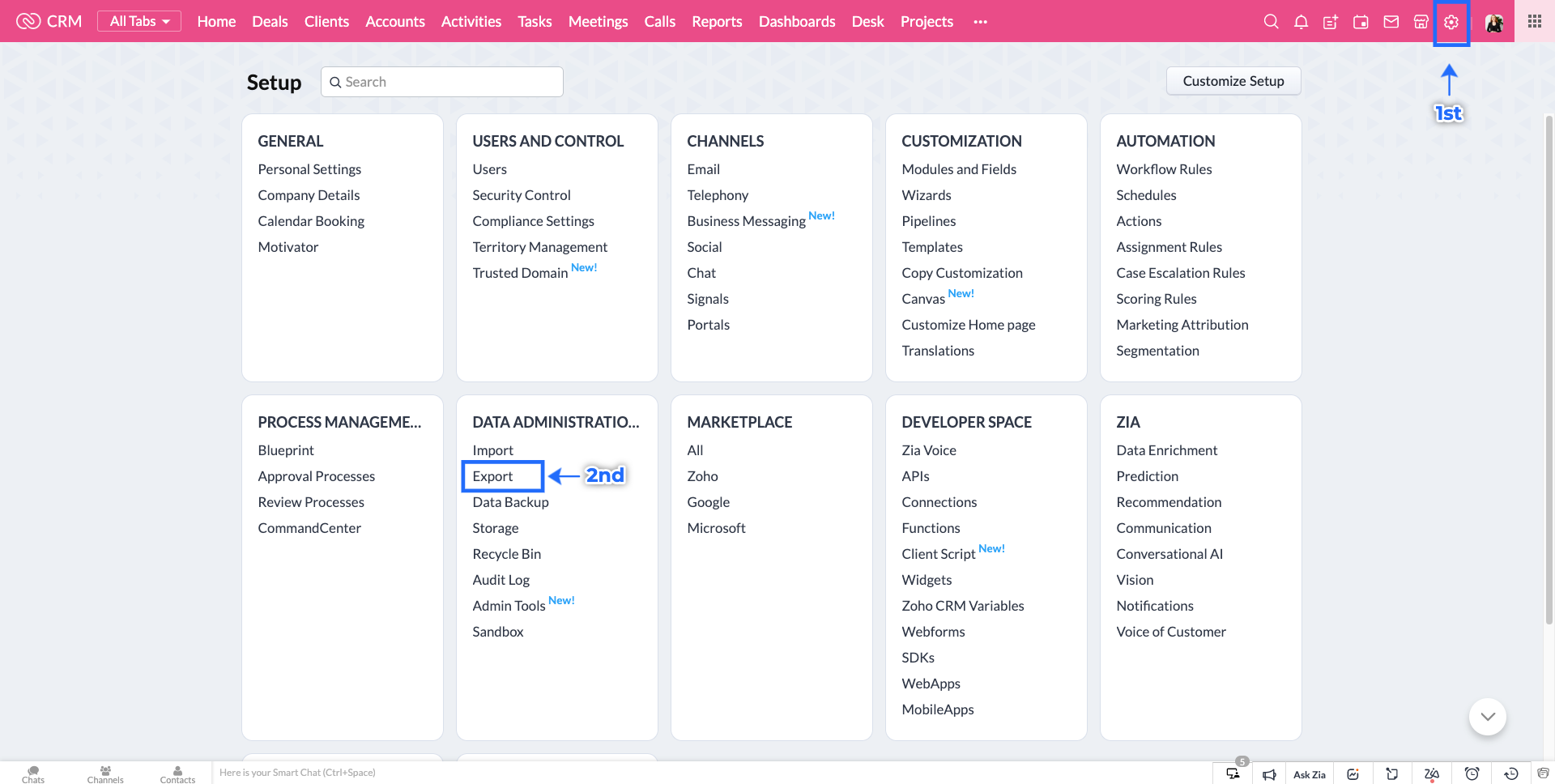 How To Export Data From Zoho Crm Bluroot Step By Step Guide